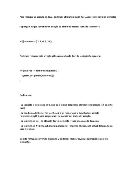 Arreglo En Java Pdf Tecnología