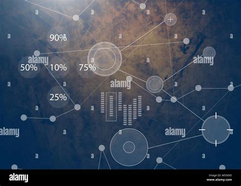 Interface Overlay Of Connection Statistics Graphics With Grunge Background Stock Photo Alamy