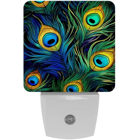 Peacock Feathers Led Square Night Light For Bedroom And Bathroom
