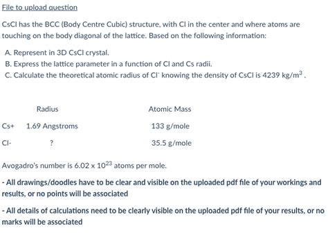 Solved File To Upload Question Cscl Has The Bcc Body Centre