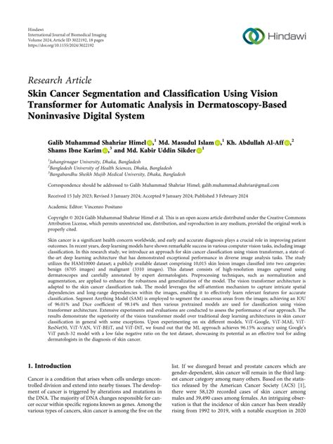 PDF Skin Cancer Segmentation And Classification Using Vision Transformer For Automatic