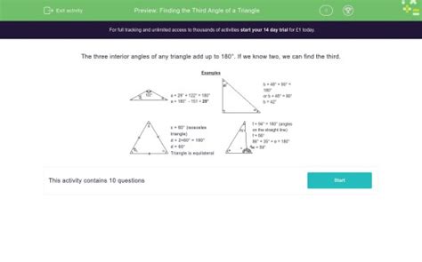 finding the third angle of a triangle worksheet