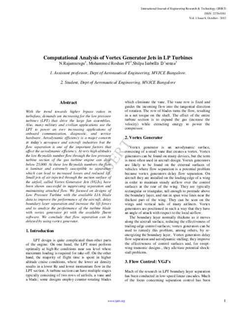 pdf vortex jet impact on low pressure turbine flow