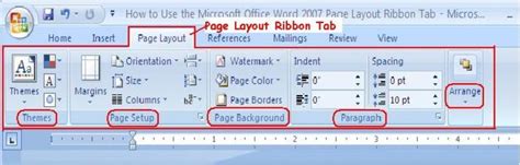 How To Use The Microsoft Office Word 2007 Page Layout Ribbon Tab Microsoft Office Word Office