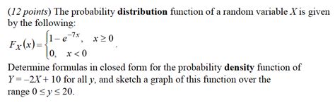 Solved The Probability Distribution Function Of A Random Chegg