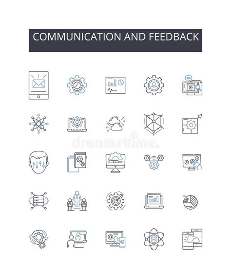 Communication And Feedback Line Icons Collection Dialog Discussion