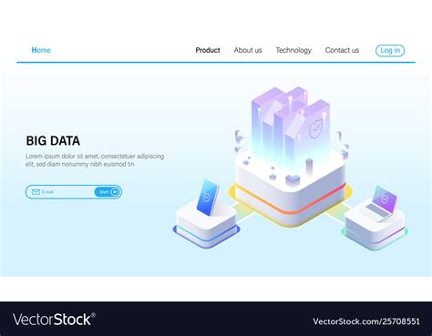 Isometric Big Data Processing And Data Hosting Vector Image