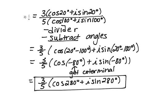 Operations Complex In Polar Form Math Precalculus Polar Coordinates Showme