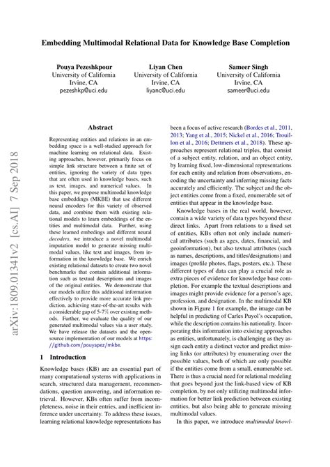 Pdf Embedding Multimodal Relational Data For Knowledge Base Completion