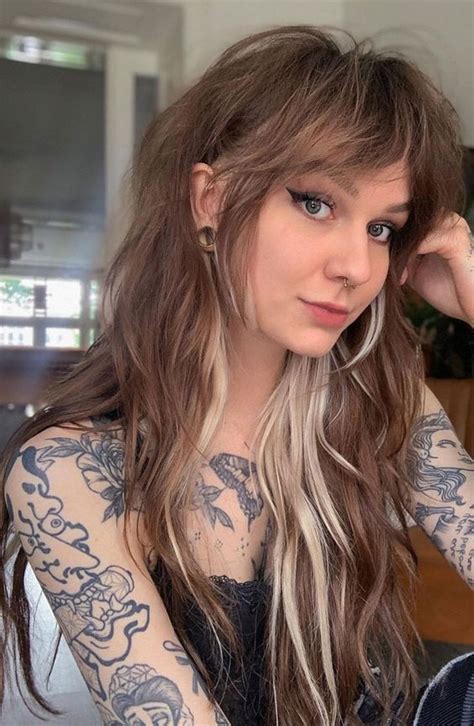 Fringe Curtain Bangs Long Shag Mullet Bob Cut With Curtain Bangs