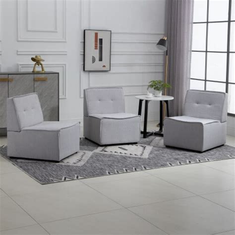 Modern Modular Chair Armless Fabric Seating Lounge Sofa For Living Room Grey 1 Unit Kroger