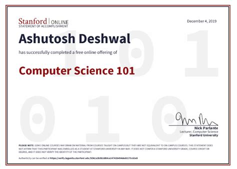 Computer Science 101 Stanford Ashutosh Deshwal