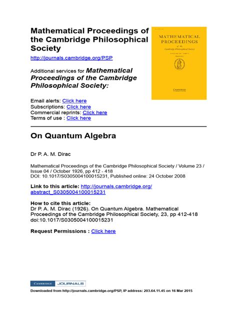 1926 Quantum Algebra Pdf Function Mathematics Complex Number