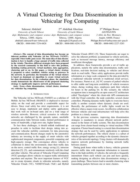 pdf a virtual clustering for data dissemination in vehicular fog