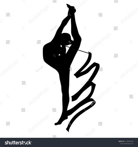 Rhythmic Gymnastics Silhouette On White Background Stock Vector Royalty Free