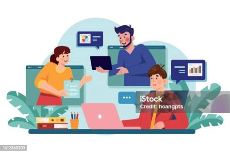 온라인 비즈니스 미팅 흰색 배경에 대한 일러스트 개념 공동체에 대한 스톡 벡터 아트 및 기타 이미지 공동체 그래픽 디자이너