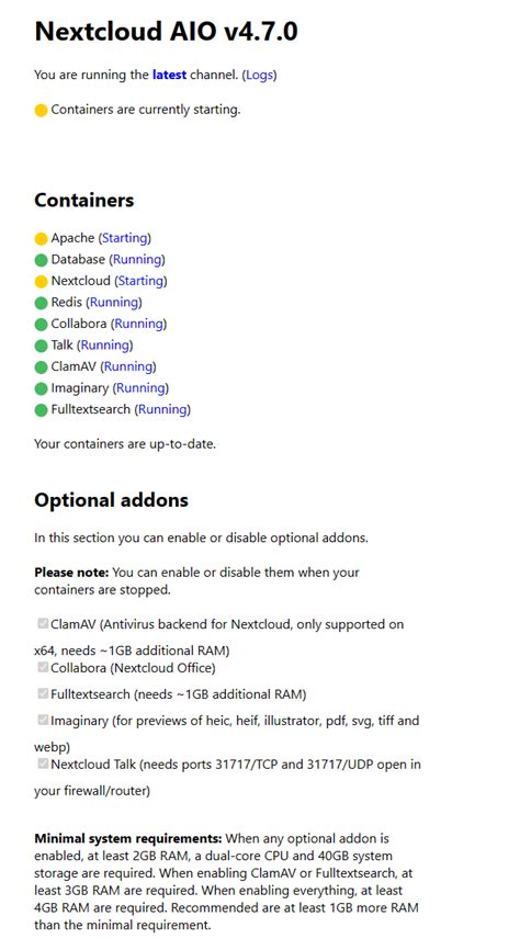 Nextcloud Aio Installation Stuck On Starting Container · Nextcloud All In One · Discussion