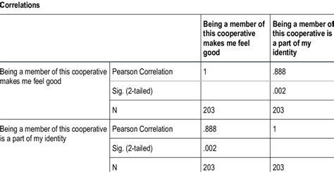 The Pearson Correlation Test Sense Of Belonging And Identity