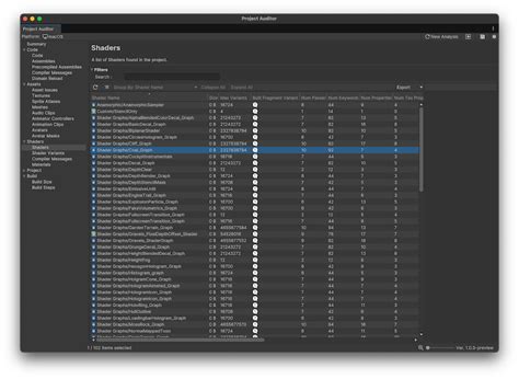 shaders view reference project auditor 1 0 1
