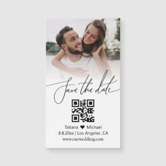 Stylish Qr Code Couple Photo Save The Date Magnet Zazzle