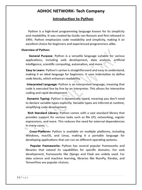 Introduction To Python Pdf Python Programming Language Control Flow