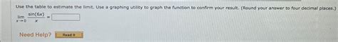 Solved Use The Table To Estimate The Limit Use A Graphing Chegg Com