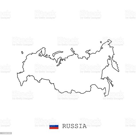 러시아 러시아 연방지도 선 선형 얇은 벡터 러시아 러시아 연방 간단한지도와 플래그 0명에 대한 스톡 벡터 아트 및 기타 이미지 0명 검은색 날씬한 Istock