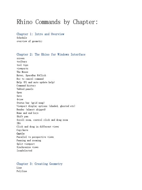 Rhino Commands By Chapter Pdf Pdf