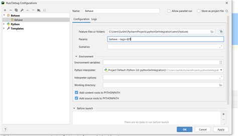 Python Run Scenario With Customized Tags In Behave Framework Stack Overflow