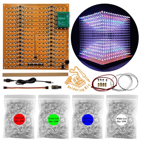 Icubesmart 3d16mini Led Cube Kit Diy Electronics Kit 8x8x8 Learning To Soldering Project Kit