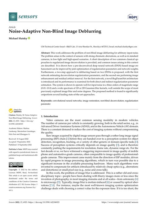 Pdf Noise Adaptive Non Blind Image Deblurring