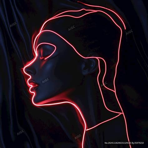 Ai创作图霓虹灯发光小女孩 女性人物光效素材 扭曲人像插画 霓虹灯装饰画 光晕面部轮廓 霓虹灯光感 霓虹灯场景造型 霓虹灯创意造型 霓虹灯灯饰画 炫酷光效装饰画 发光人物效果 数字肖像插画