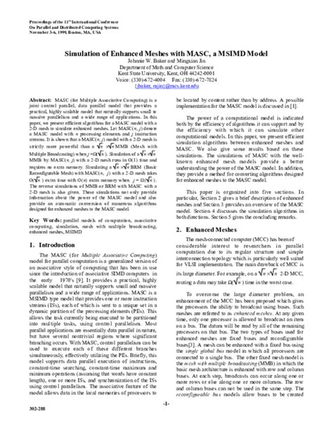 pdf simulation of enhanced meshes with masc a msimd model