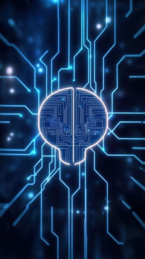 Digital Brain Technology Concept With Glowing Circuit Lines And