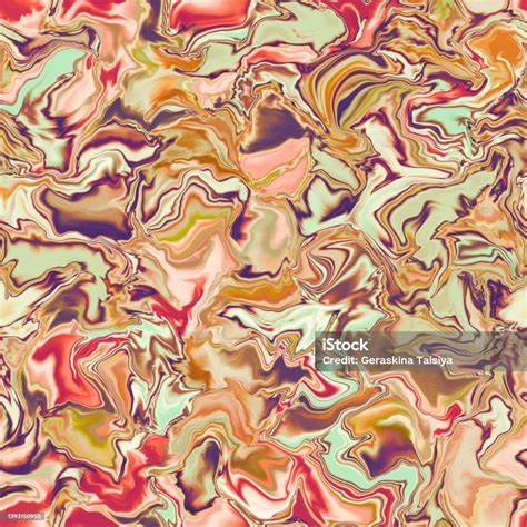 메타버스 스타일의 소용돌이 대리석 배경 왜곡 된 미래 지향적 인 인쇄 추상적인 이음새가 없는 패턴 현대적인 디자인 직물 포장을위한 활기찬 질감 불길에 대한 스톡 벡터 아트