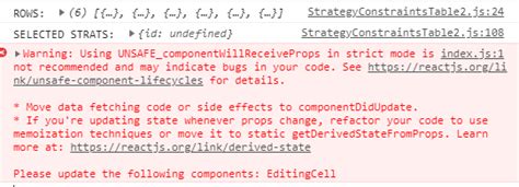 Warning Using UNSAFE ComponentWillReceiveProps Issue React Bootstrap Table React
