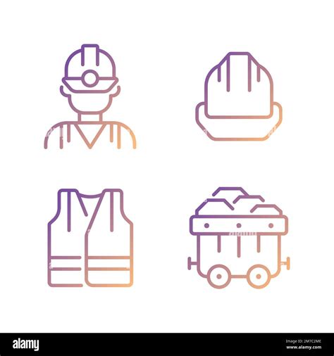 Coal Miner Protective Equipment Pixel Perfect Gradient Linear Vector