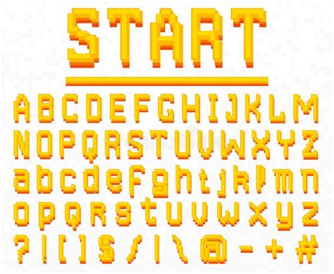 Pixel Font 8 Bit Symbols Digital Video Game Style Letters And Numbers Vintage Retro Typeface