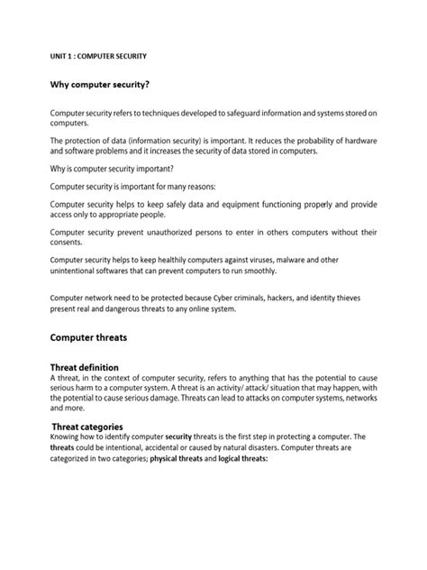 Unit1 Computer Security Pdf Encryption Authentication