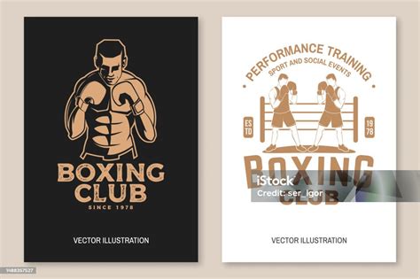 권투 클럽 배지 로고 디자인 세트 벡터 그림입니다 권투 스포츠 클럽 엠블럼 기호 패치 셔츠 템플릿 복고풍 포스터 복서 장갑 권투