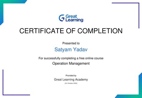 Satyam Yadav On Linkedin Hi All I Have Successfully Completed The Operation Management Course