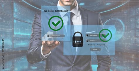 Businessman Touch A Dashboard To Authenticate With Two Factor Authentication Cyber Security