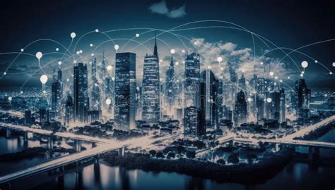Smart City And Communication Network Concept Iot Internet Of Things Stock Illustration