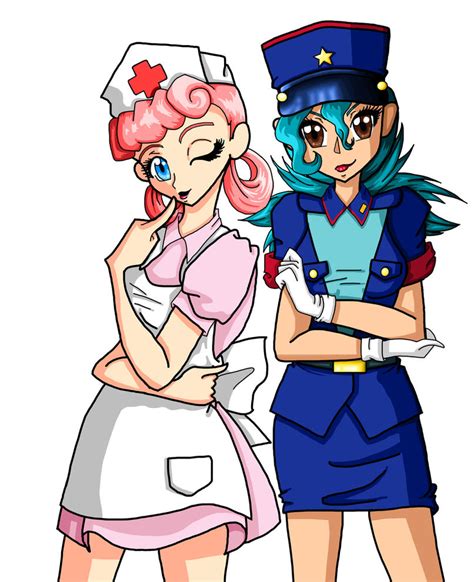 Kumoricon Artshow 2015 Nurse Joy And Officer Jenny By Rena Muffin On