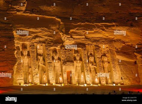 Abu Simbel Temple At Night Unesco World Heritage Site Aswan Egypt
