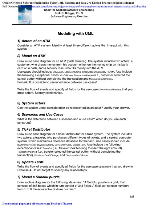 Object Oriented Software Engineering Using Uml Patterns And Java 3rd