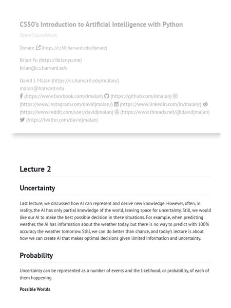 Lecture 2 Cs50 S Introduction To Artificial Intelligence With Python Pdf Bayesian