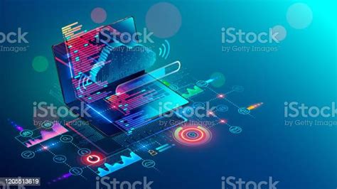 아이콘 프로그래밍 응용 프로그램 소프트웨어 개발 웹 코딩에 매달려 화면에 코드와 노트북 인터넷 또는 클라우드 스토리지를 통한