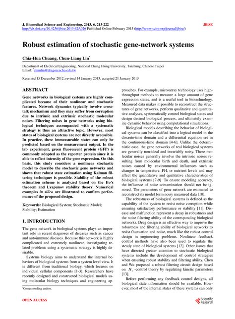 Pdf Robust Estimation Of Stochastic Gene Network Systems
