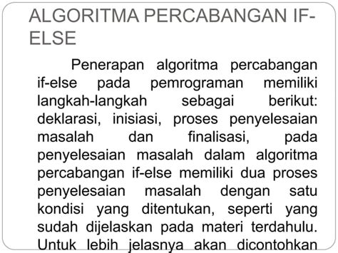 Algoritma Percabangan If Else Pptx